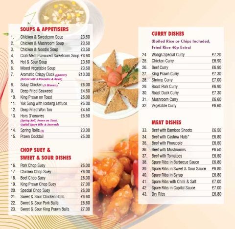 Wongs Takeaway | Chinese Food